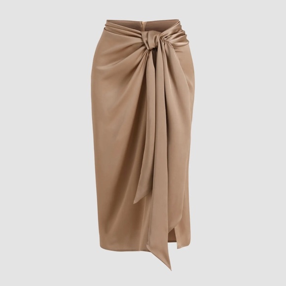 Cider | Skirts | Cider Satin Tie Front Slit Midi Skirt | Poshmark